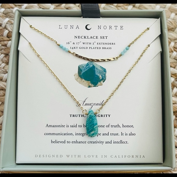Luna Norte | Jewelry | Nib Luna Norte Amazonite Stone Necklace Set ...
